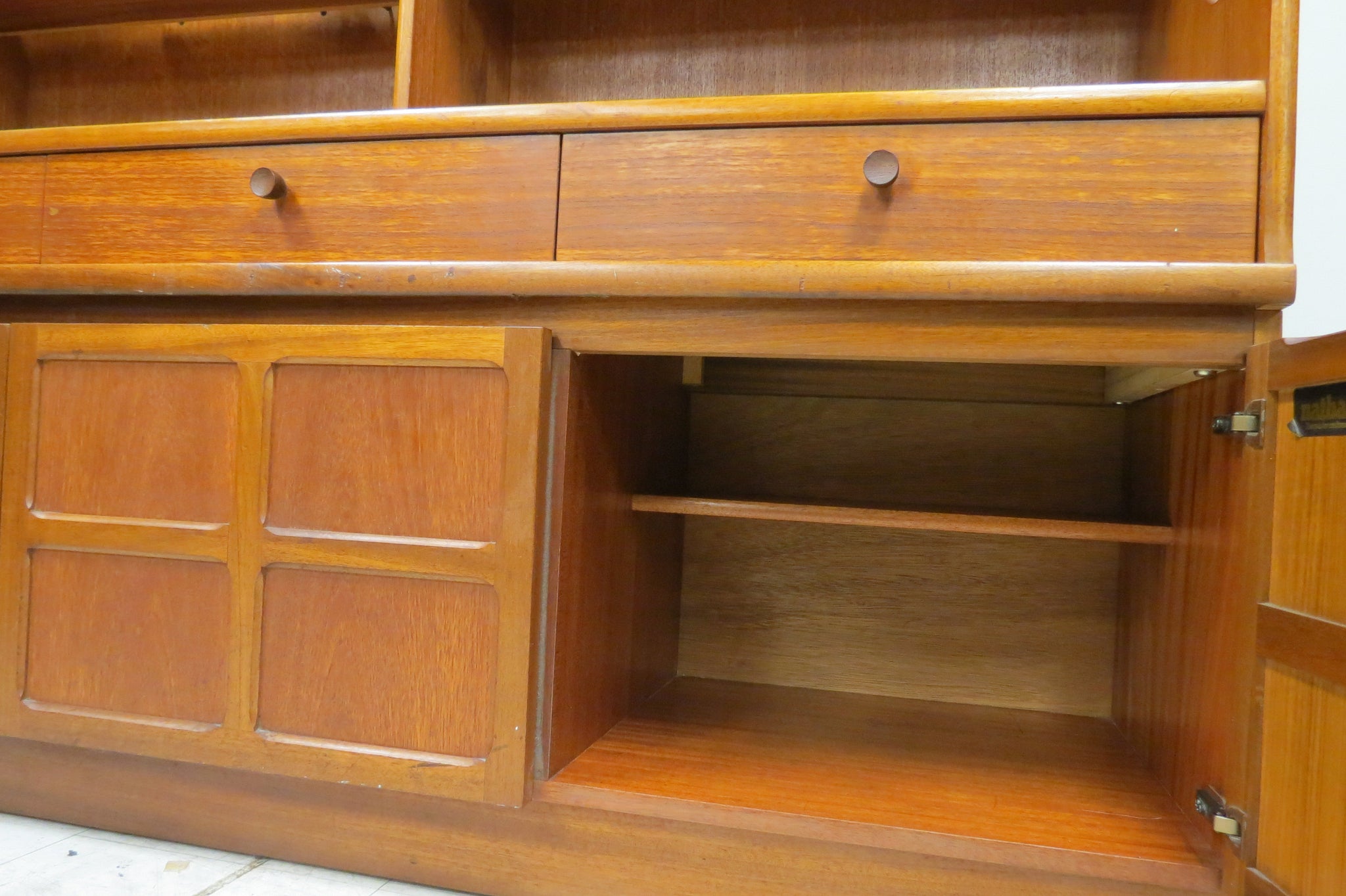 Vintage English Mid Century Nathan Furniture Teak Wood Credenza No. 7 Pickery Place